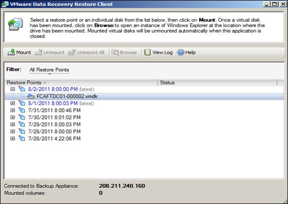 Restoring an Individual File using the VMware Data Recovery Appliance ...
